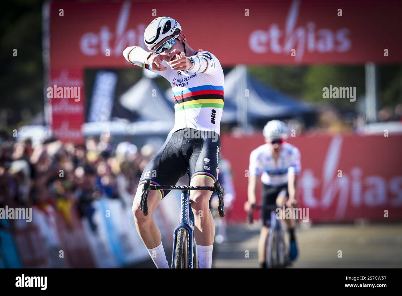 Dutch Tibor Del Grosso celebrates as he crosses the finish line to win ...