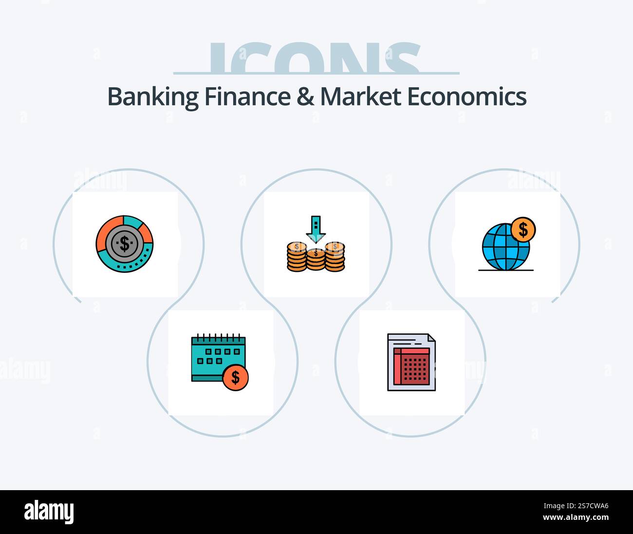 Banking Finance And Market Economics Line Filled Icon Pack 5 Icon ...