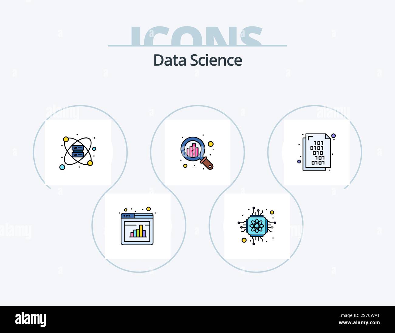Data Science Line Filled Icon Pack 5 Icon Design. gate. conversion. filter. code. web Stock ...