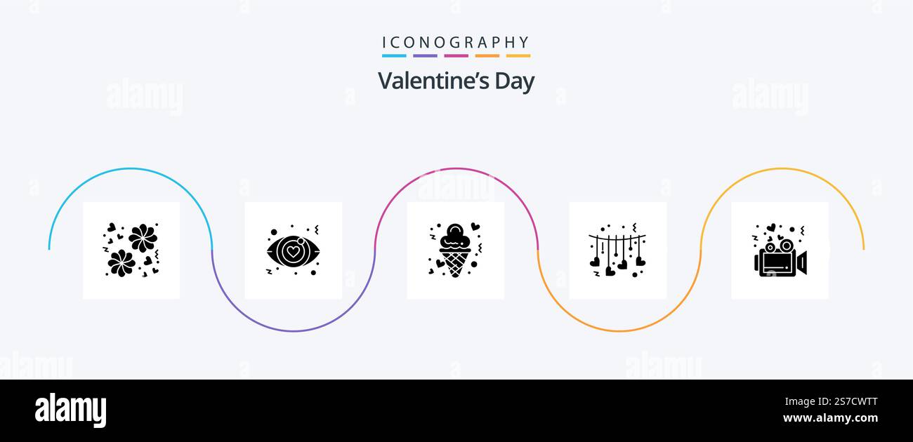 Valentines Day Glyph 5 Icon Pack Including video. love. love. valentine ...
