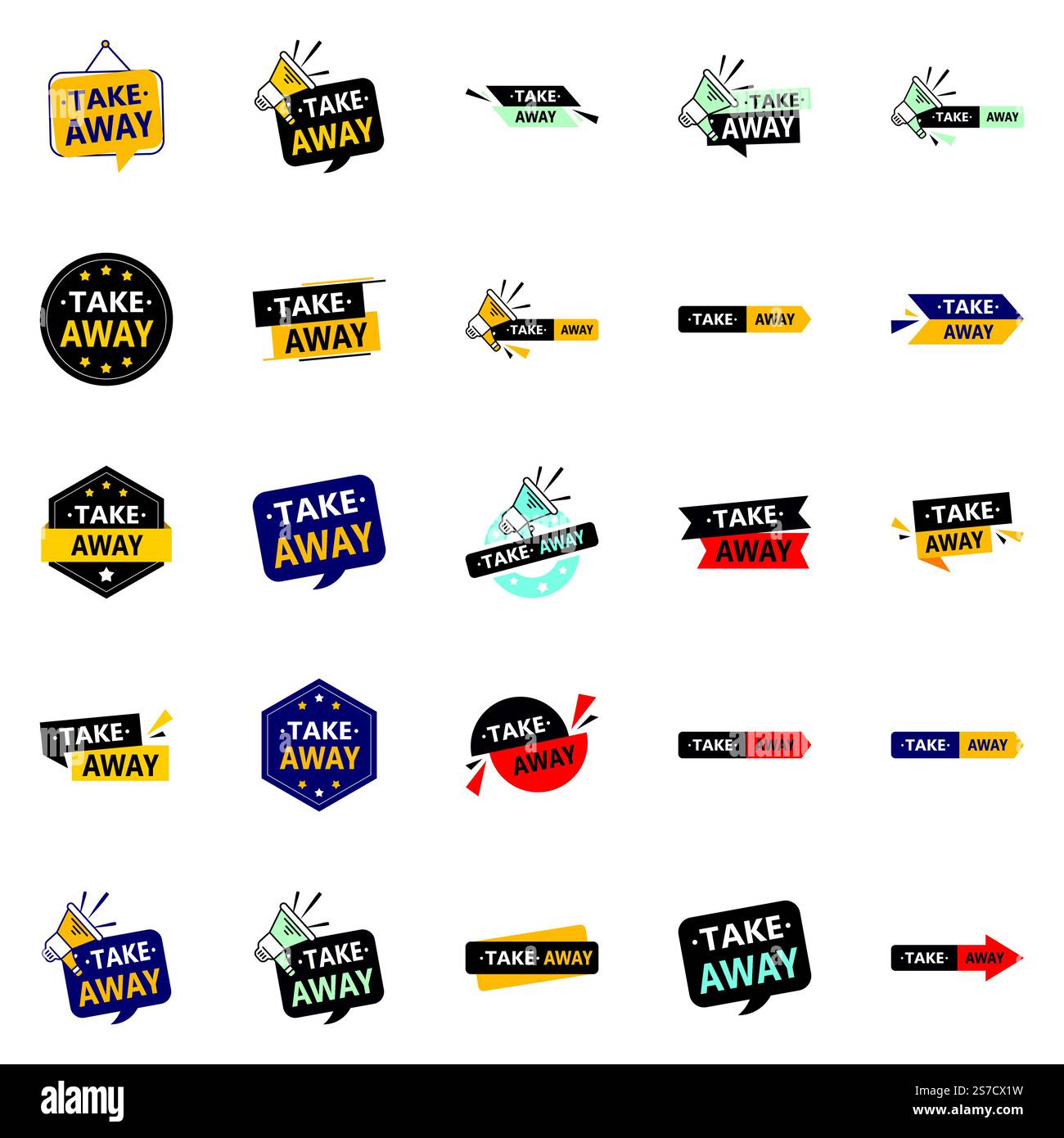 25 Customizable Vector Designs in the Take Away Bundle Perfect for Food ...