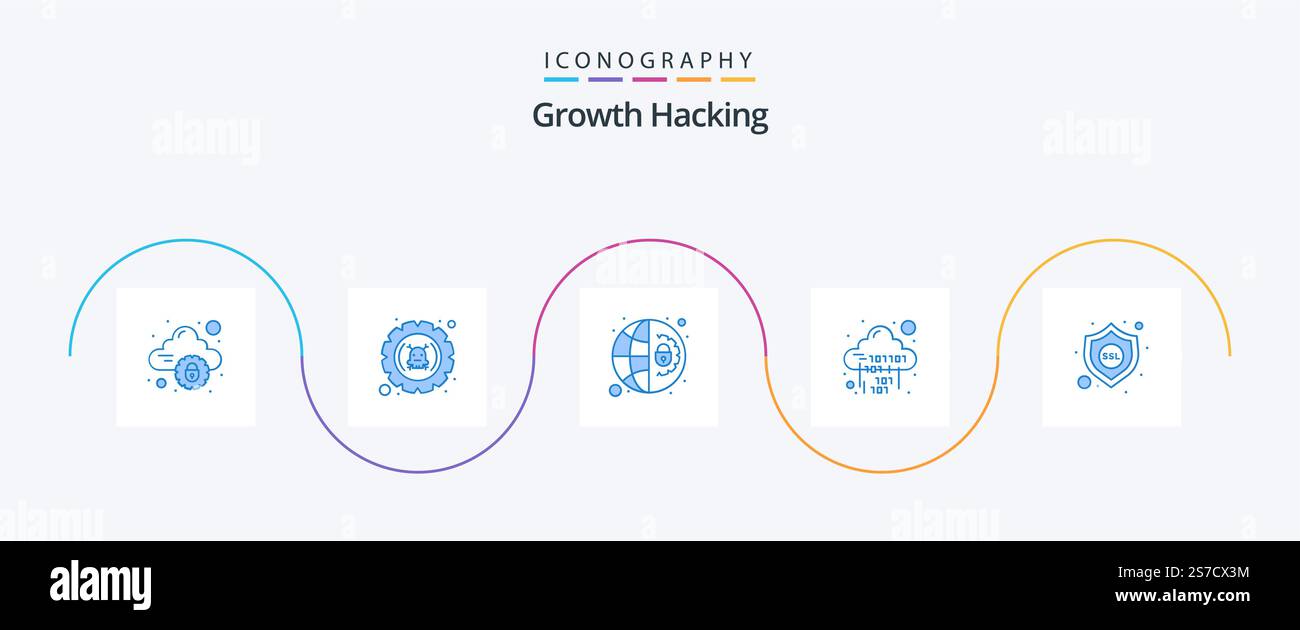 Hacking Blue 5 Icon Pack Including server. code. settings. cloud. settings Stock Vector Image ...