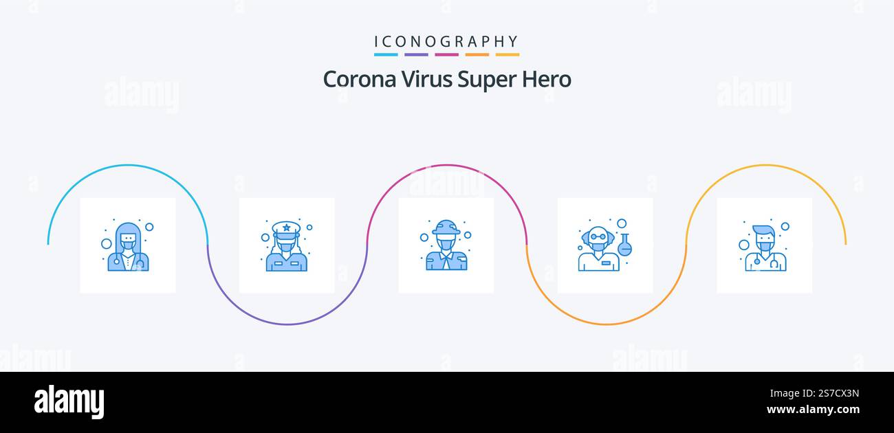 Corona Virus Super Hero Blue 5 Icon Pack Including male. professor ...