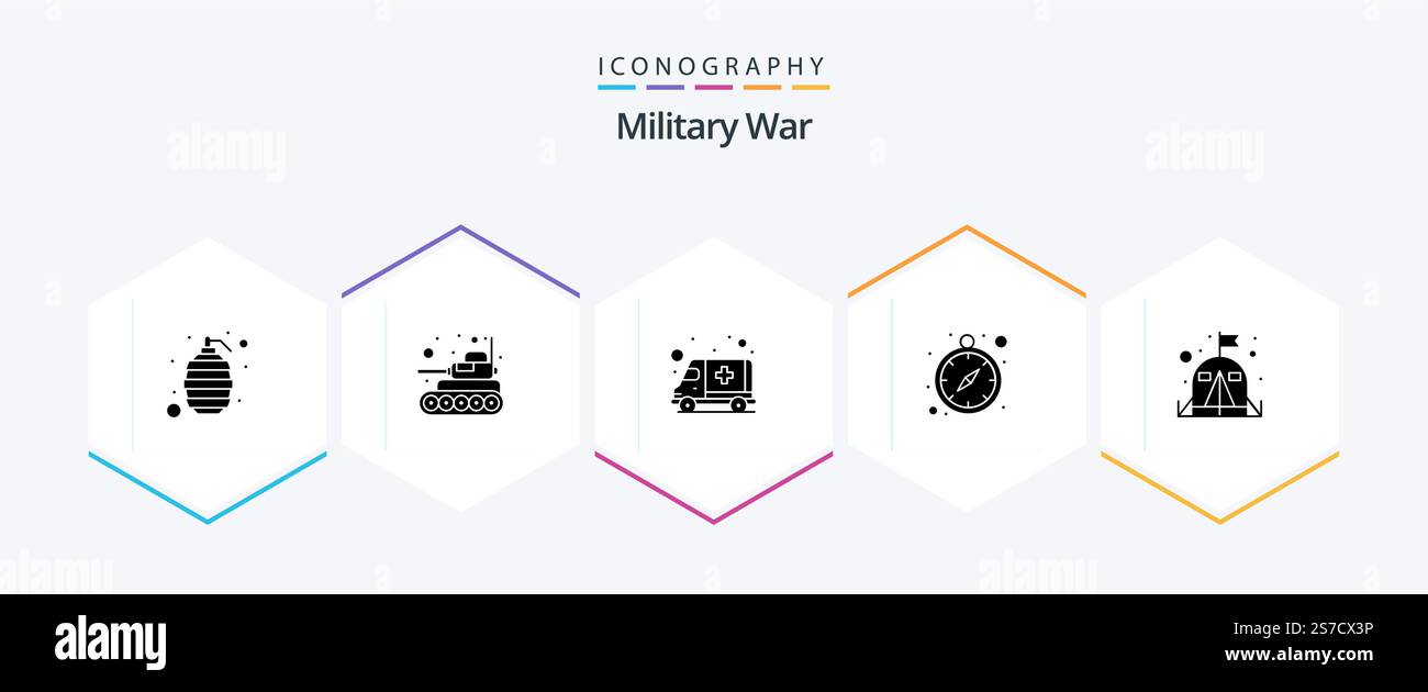 Military War 25 Glyph icon pack including camp. gps navigation ...