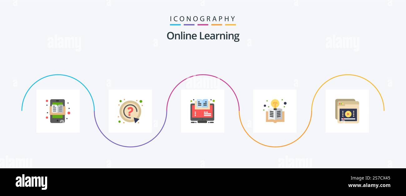 Online Learning Flat 5 Icon Pack Including tutorials. light. learning ...