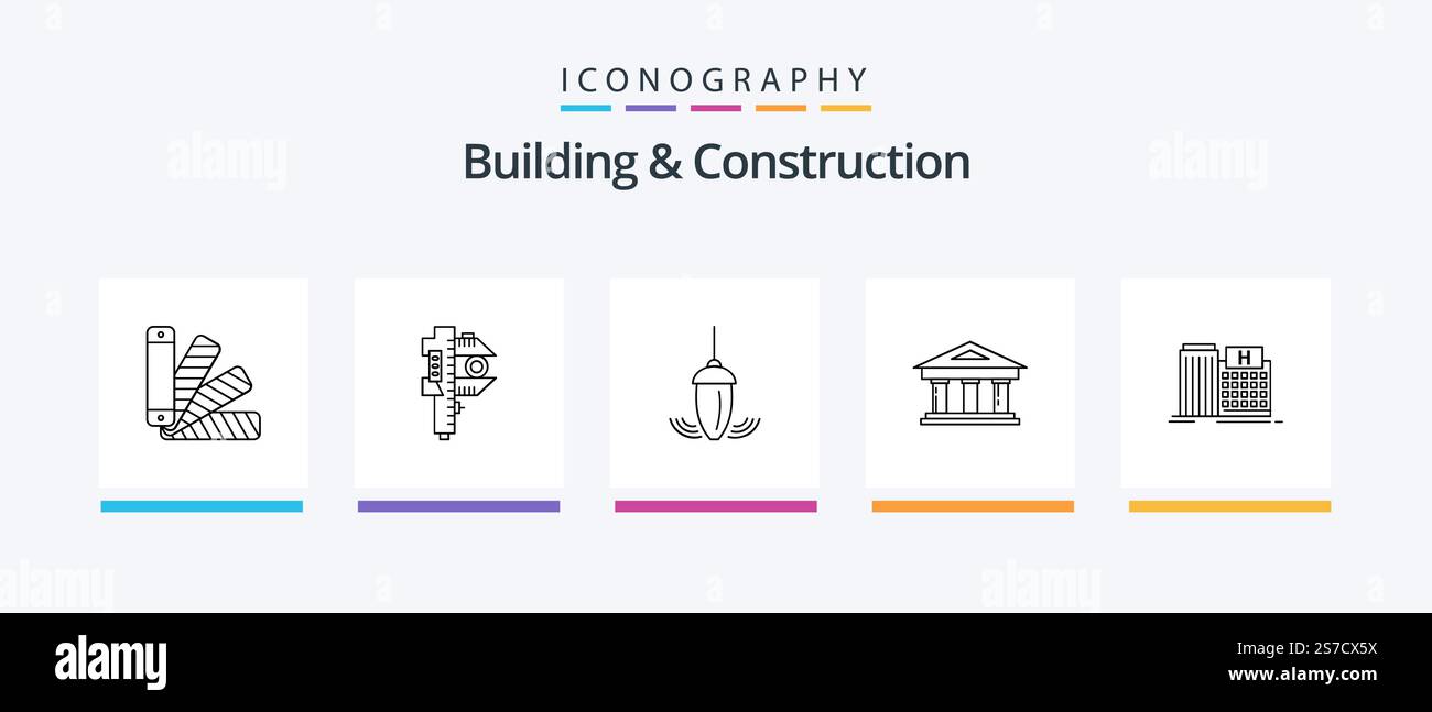 Building And Construction Line 5 Icon Pack Including measuring. repair ...