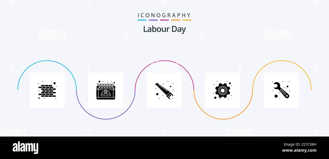 Labour Day Glyph 5 Icon Pack Including tool. labour. hand. labor. day ...