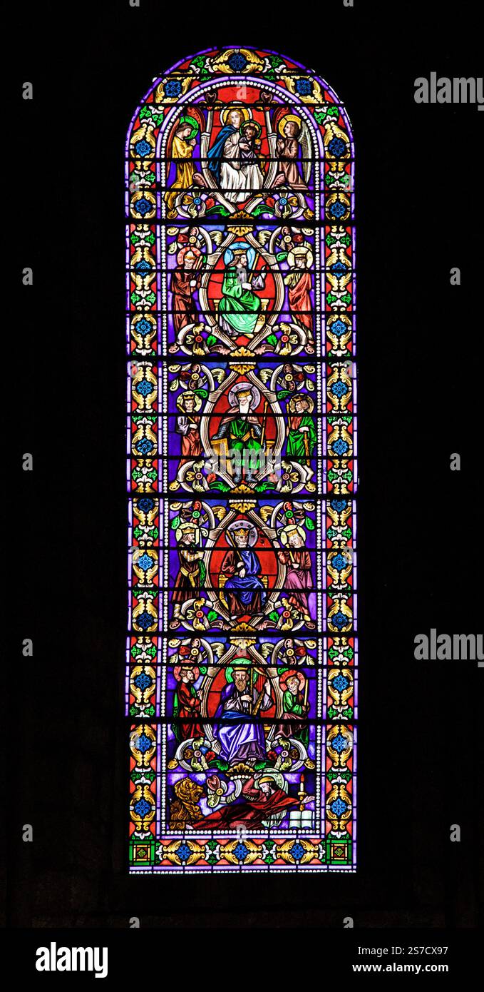 Vibrant stained glass shines in Chapel Notre-Dame, showcasing biblical ...