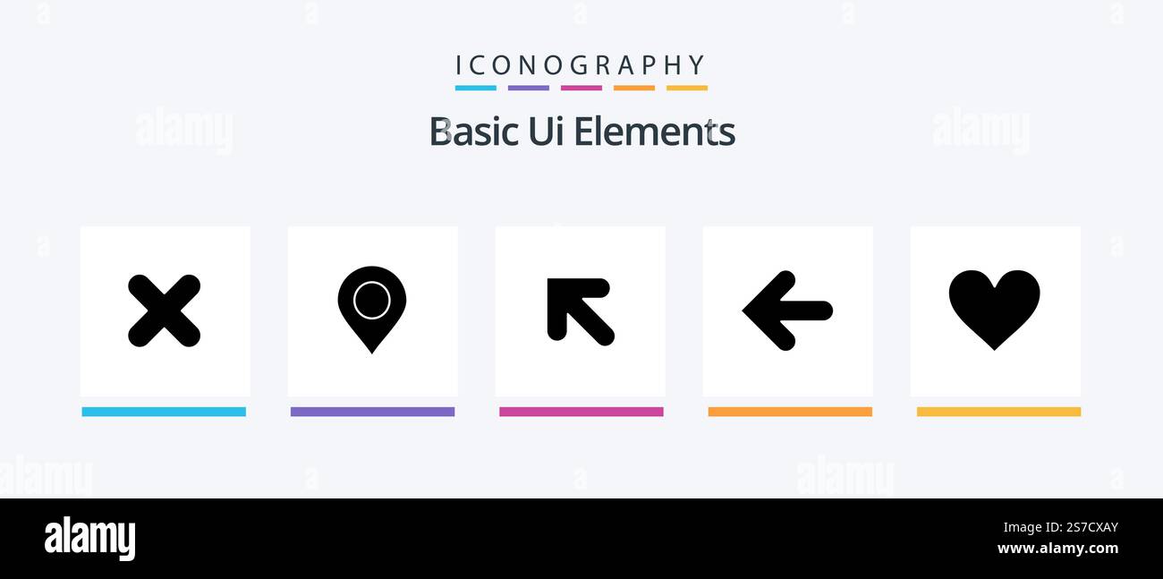 Basic Ui Elements Glyph 5 Icon Pack Including sign. love. arrow. point ...