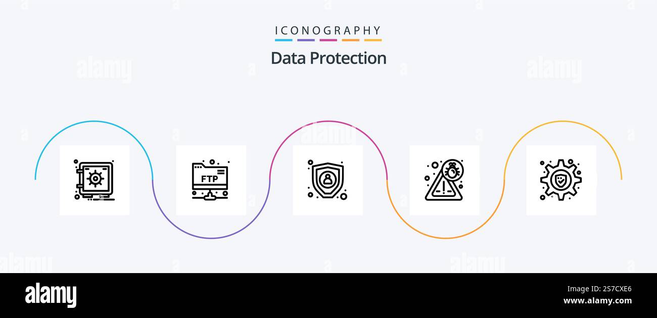 Data Protection Line 5 Icon Pack Including . setting. encryption. security. virus Stock Vector ...