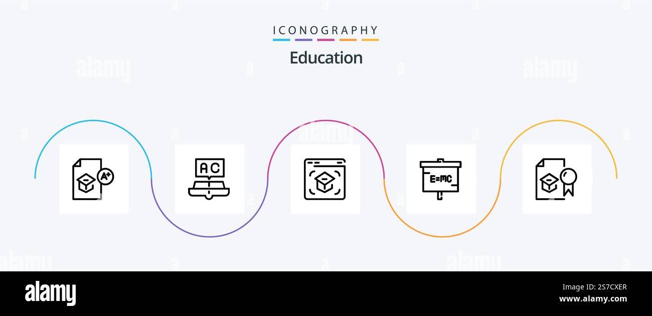 Education Line 5 Icon Pack Including lab. education. school. school ...