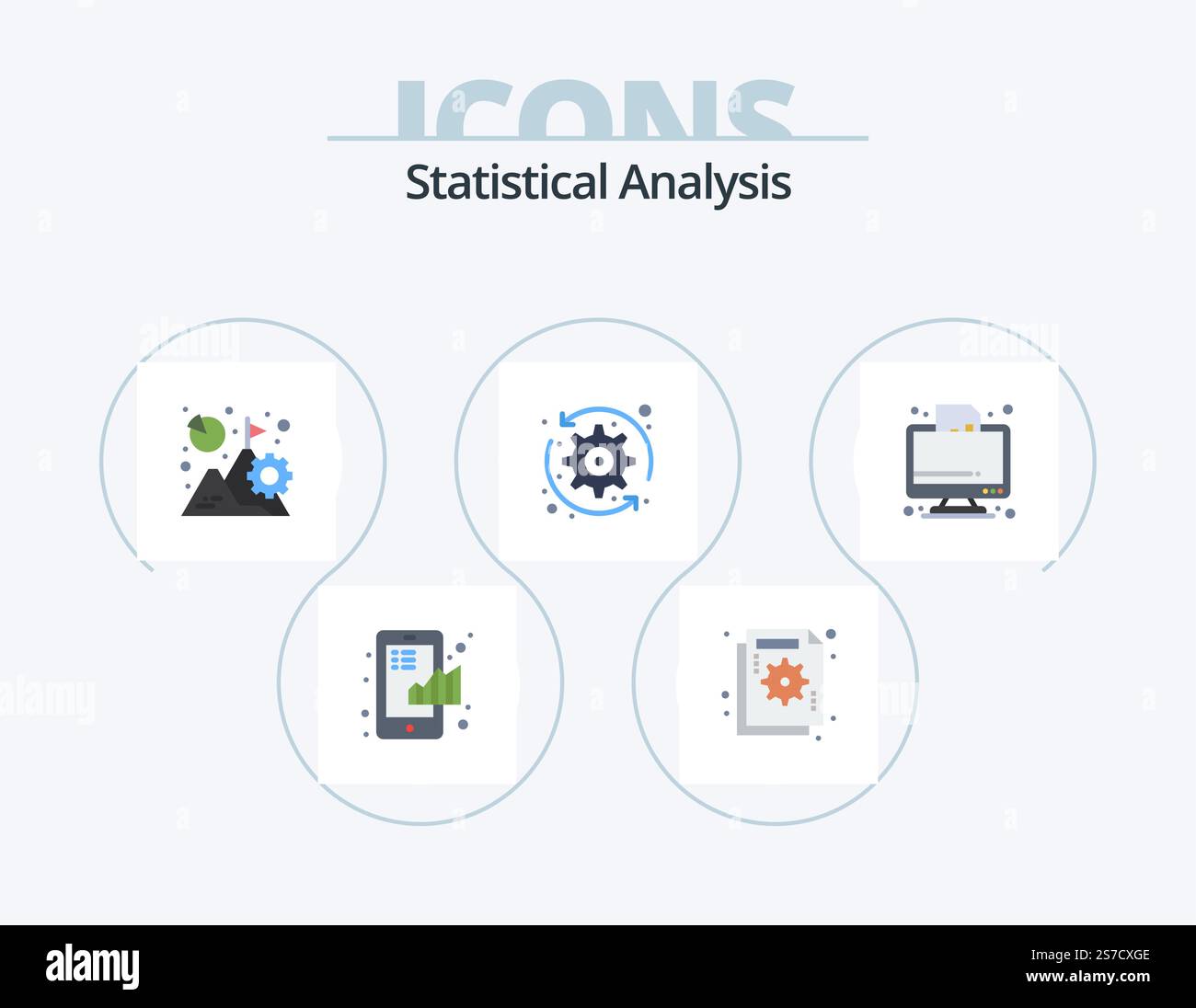 Statistical Analysis Flat Icon Pack 5 Icon Design. system. arrows. failure. mission. graph Stock ...
