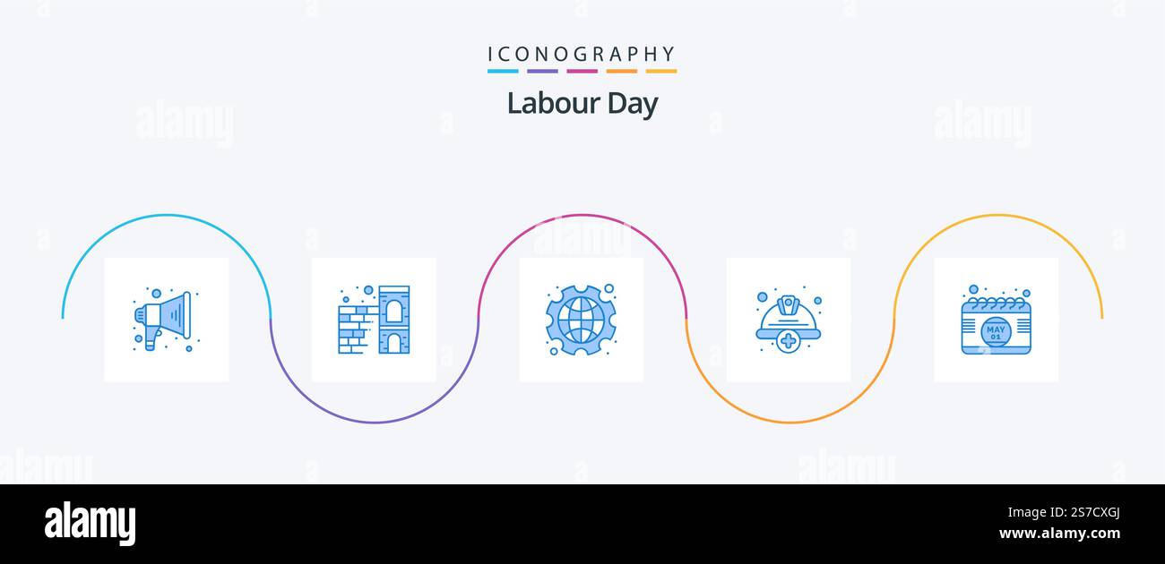 Labour Day Blue 5 Icon Pack Including calendar. helmet. day. hard. add ...