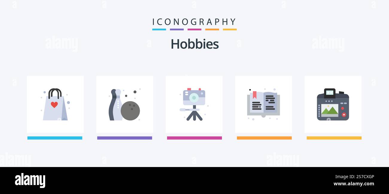 Hobbies Flat 5 Icon Pack Including hobbies. camera. image. hobby. read ...