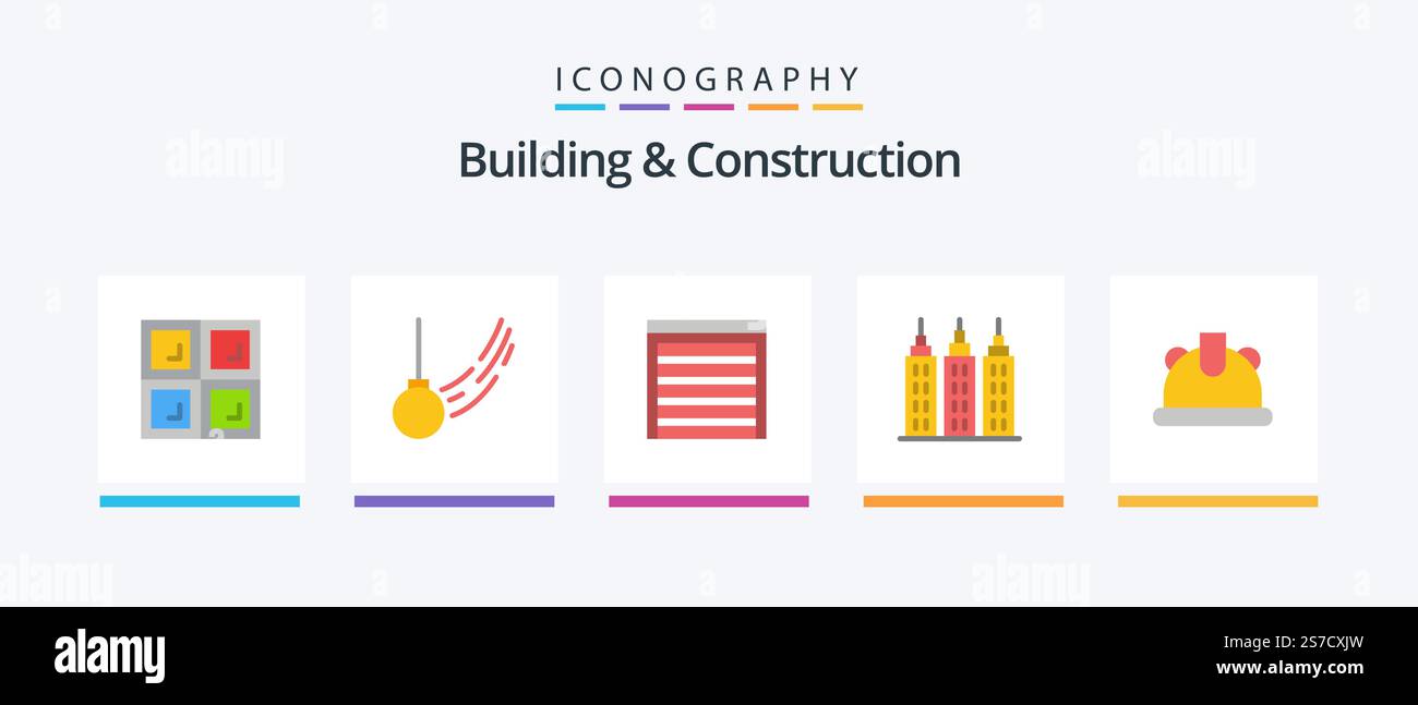Building And Construction Flat 5 Icon Pack Including helmet. building ...