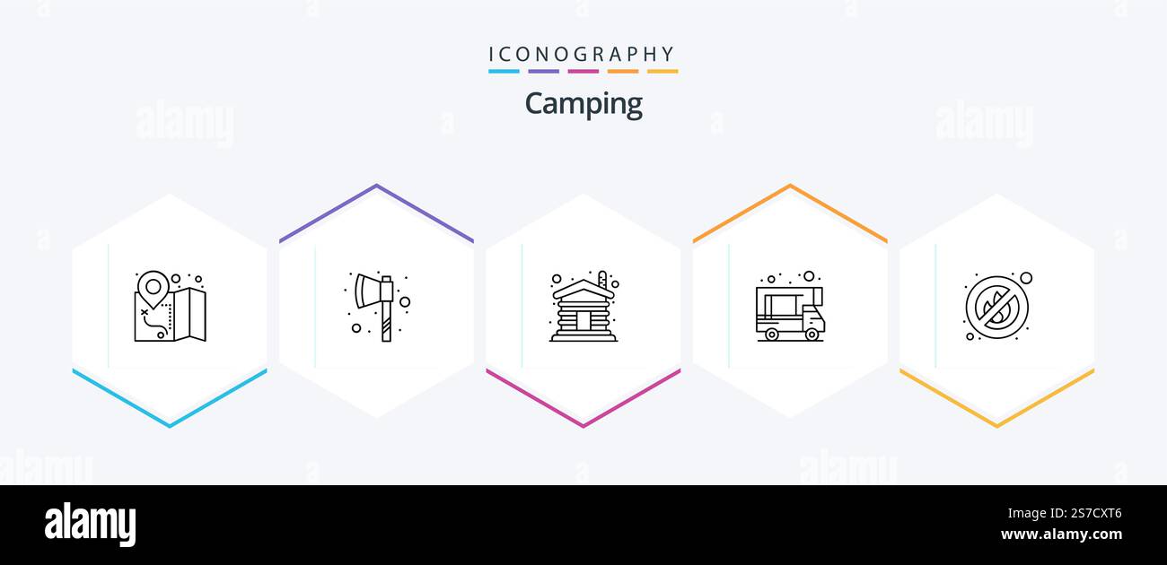 Camping 25 Line icon pack including . place. wooden. no. doodle Stock ...