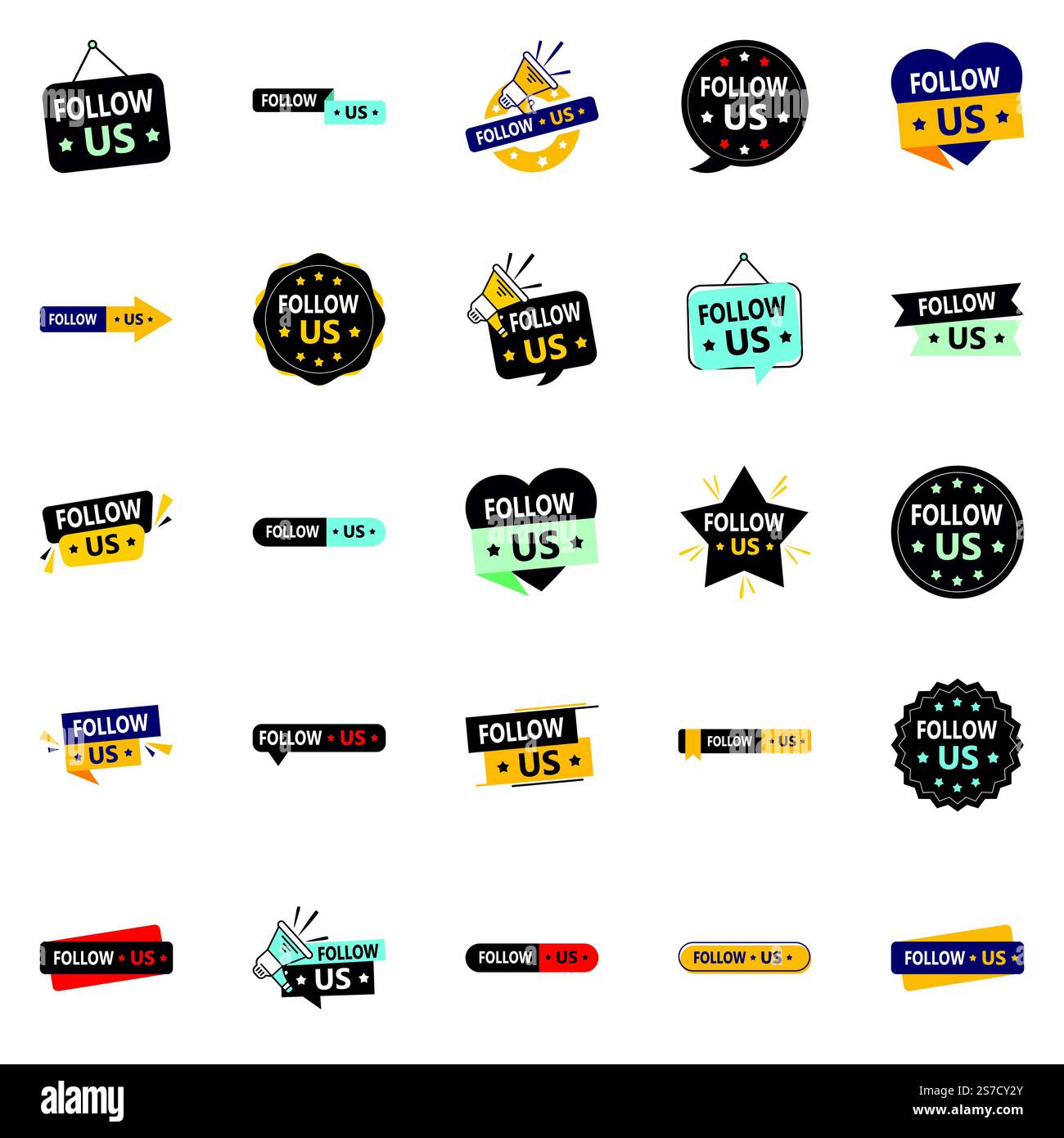 25 Minimalistic Follow Us Graphic Elements for LinkedIn and Facebook ...