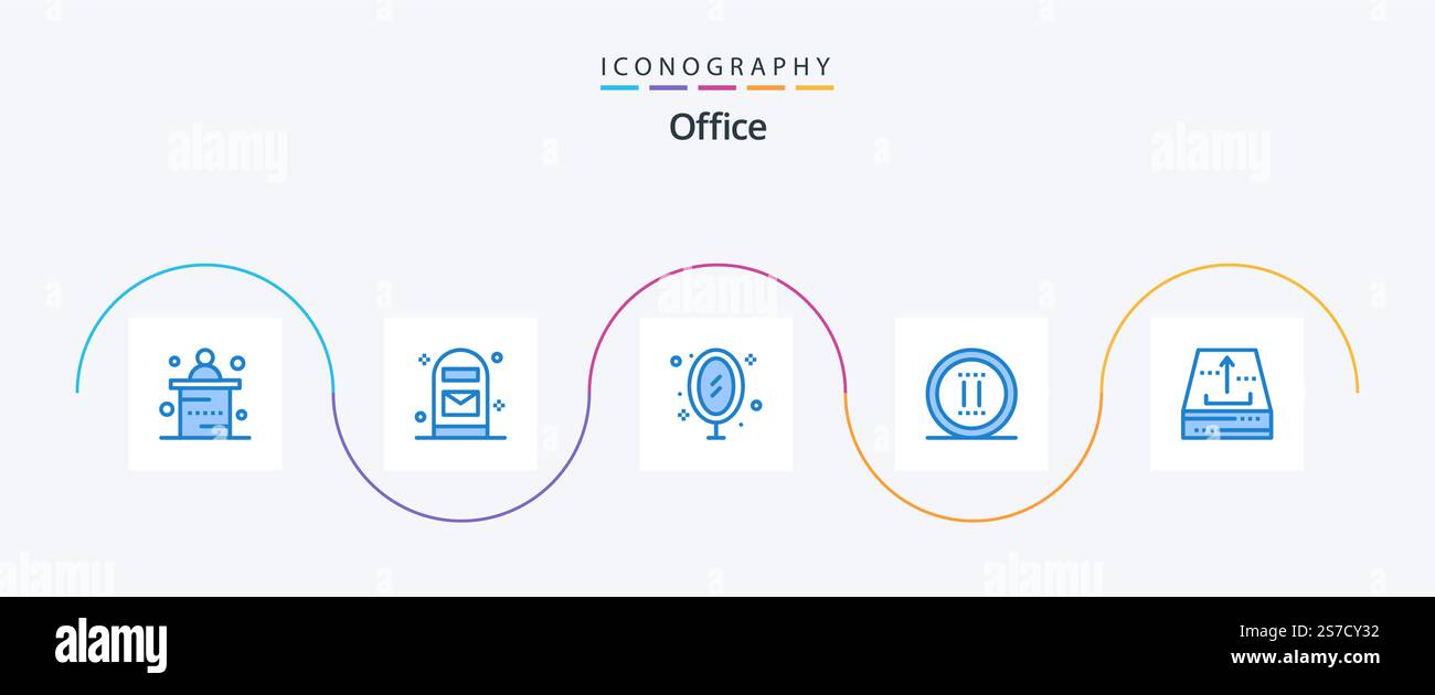 Office Blue 5 Icon Pack Including archive. online. furniture. office ...