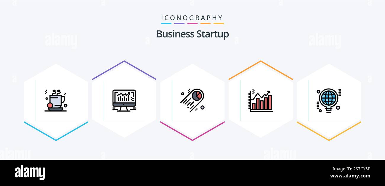 Business Startup 25 FilledLine icon pack including bulb. chart. chart. business. analysis Stock ...