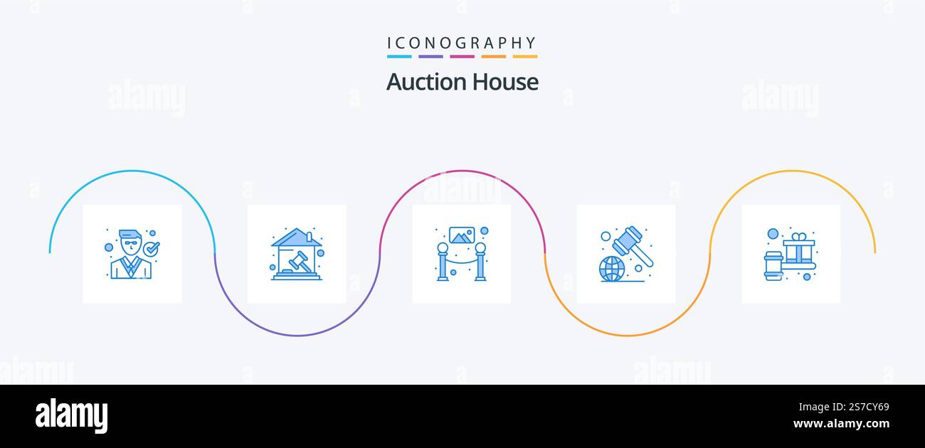Auction Blue 5 Icon Pack Including rules global. laws. property. judge ...