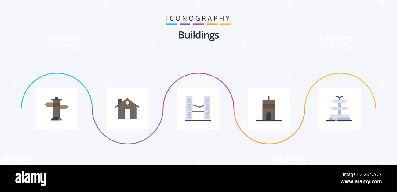 Buildings Flat 5 Icon Pack Including water. tower. buildings. signal ...