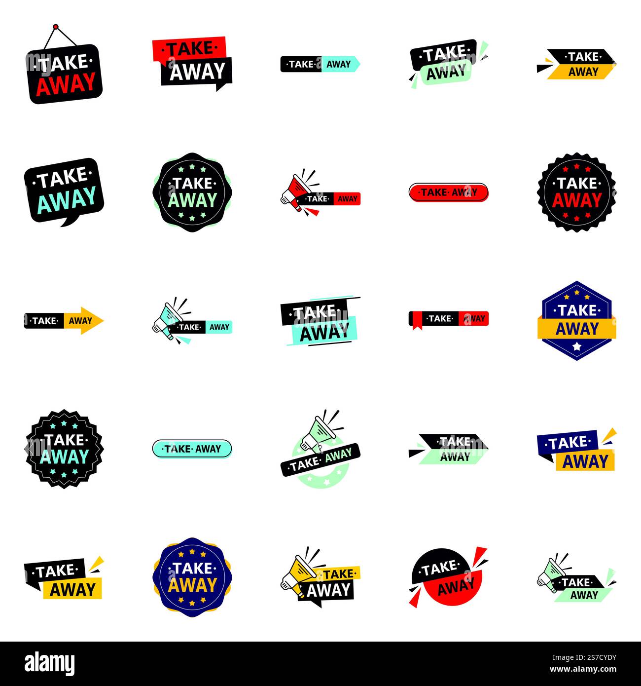 25 Professional Vector Designs in the Take Away Bundle Perfect for Food ...
