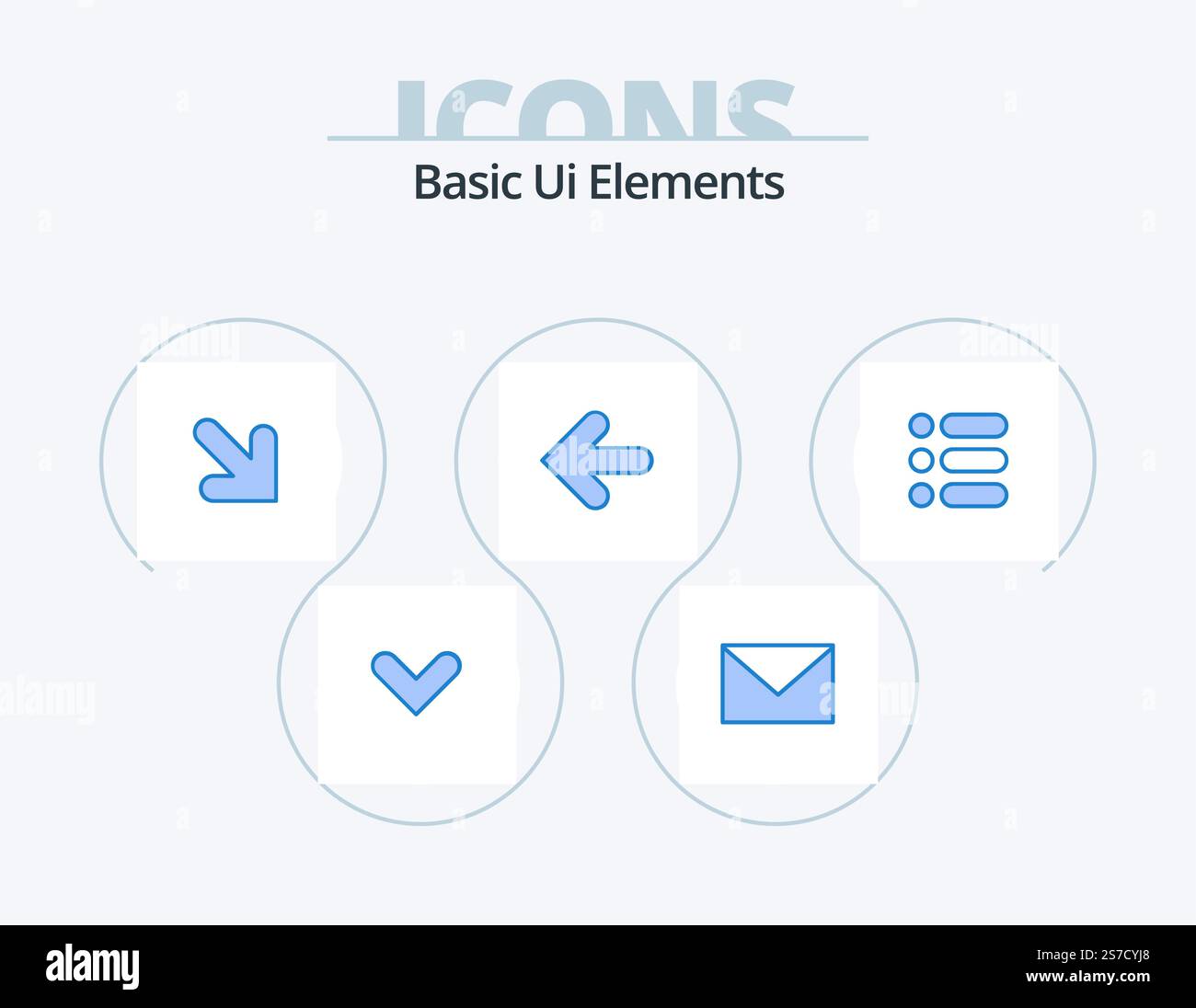 Basic Ui Elements Blue Icon Pack 5 Icon Design. text. list. arrow. point back. arrows Stock ...