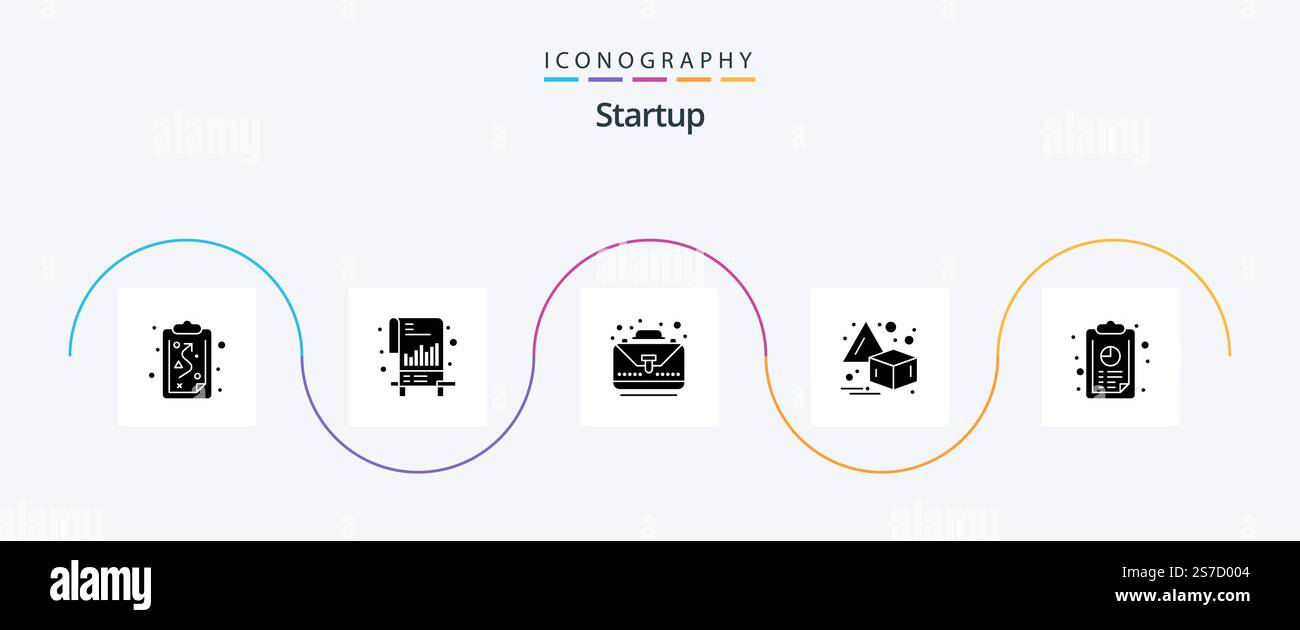 Startup Glyph 5 Icon Pack Including chart. annual report. business. transform. flip Stock Vector ...