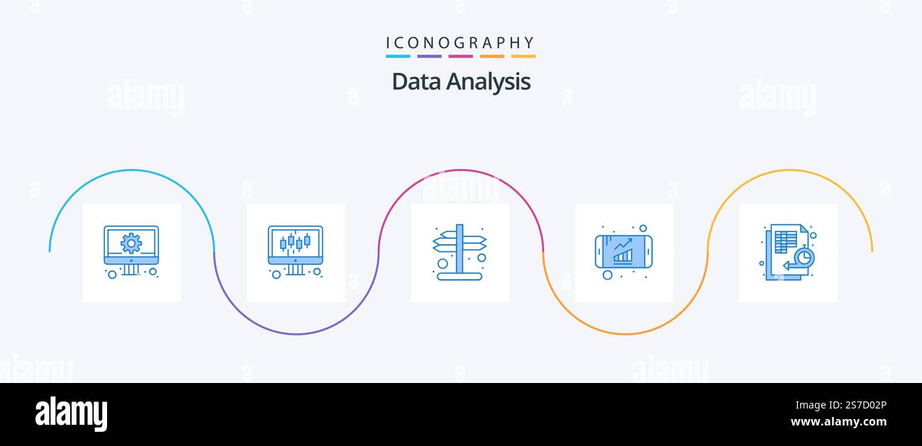 Data Analysis Blue 5 Icon Pack Including flowchart. growth. indicator ...