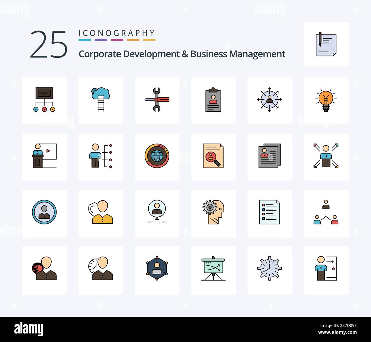 Corporate Development And Business Management 25 Line Filled icon pack ...