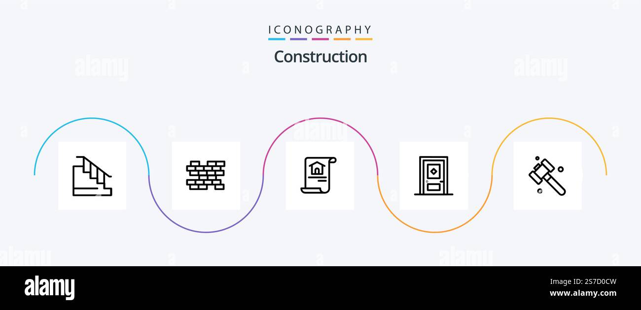 Construction Line 5 Icon Pack Including tool. construction. document ...