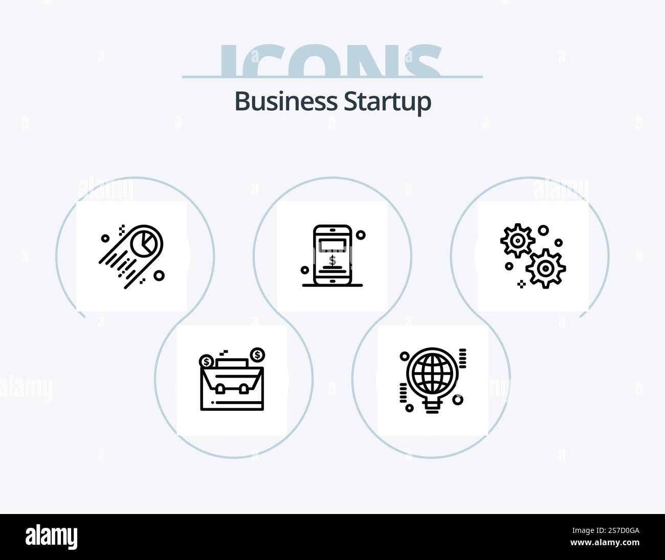 Business Startup Line Icon Pack 5 Icon Design. chart. business. brain ...