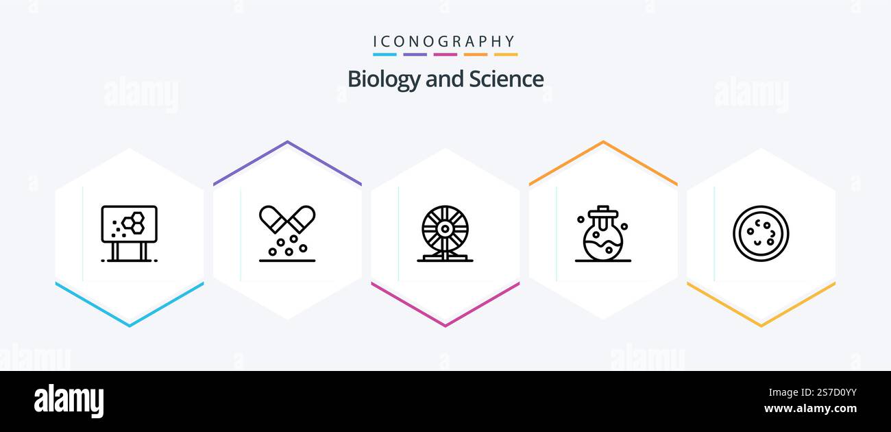 Biology 25 Line icon pack including bacteria. lab. pills. chemical ...