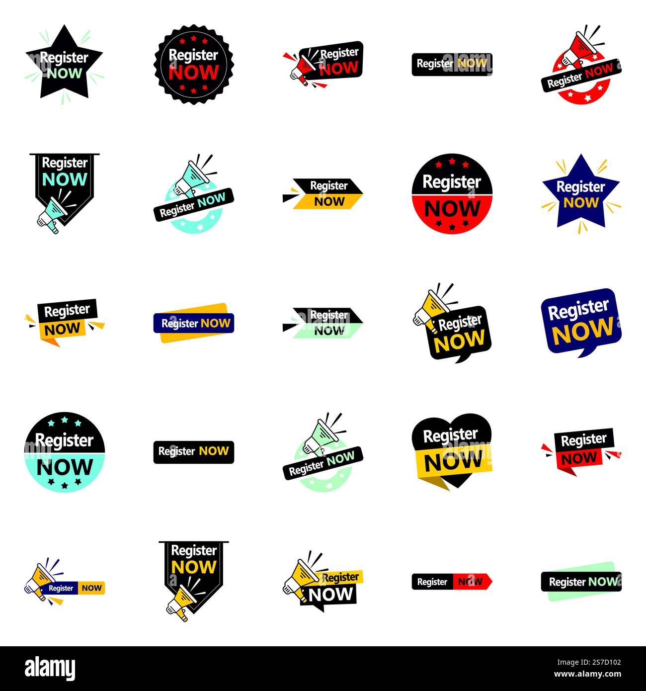 Megaphone label register now hi-res stock photography and images - Alamy