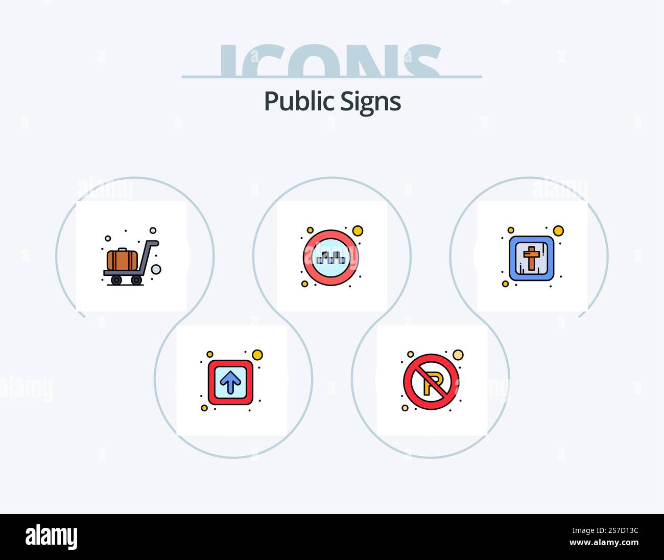 Public Signs Line Filled Icon Pack 5 Icon Design. . no. toilet. image ...