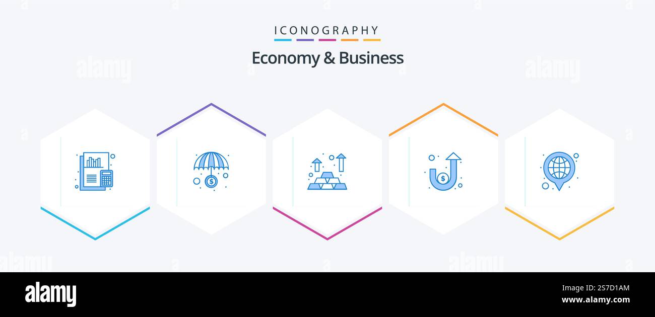 Economy And Business 25 Blue icon pack including global. process ...