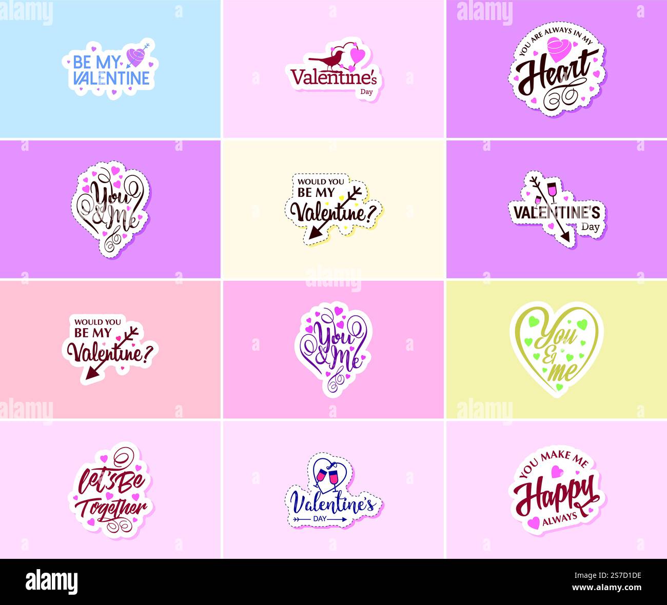 Saying I Love You with Valentine’s Day Typography and Graphics Stickers ...