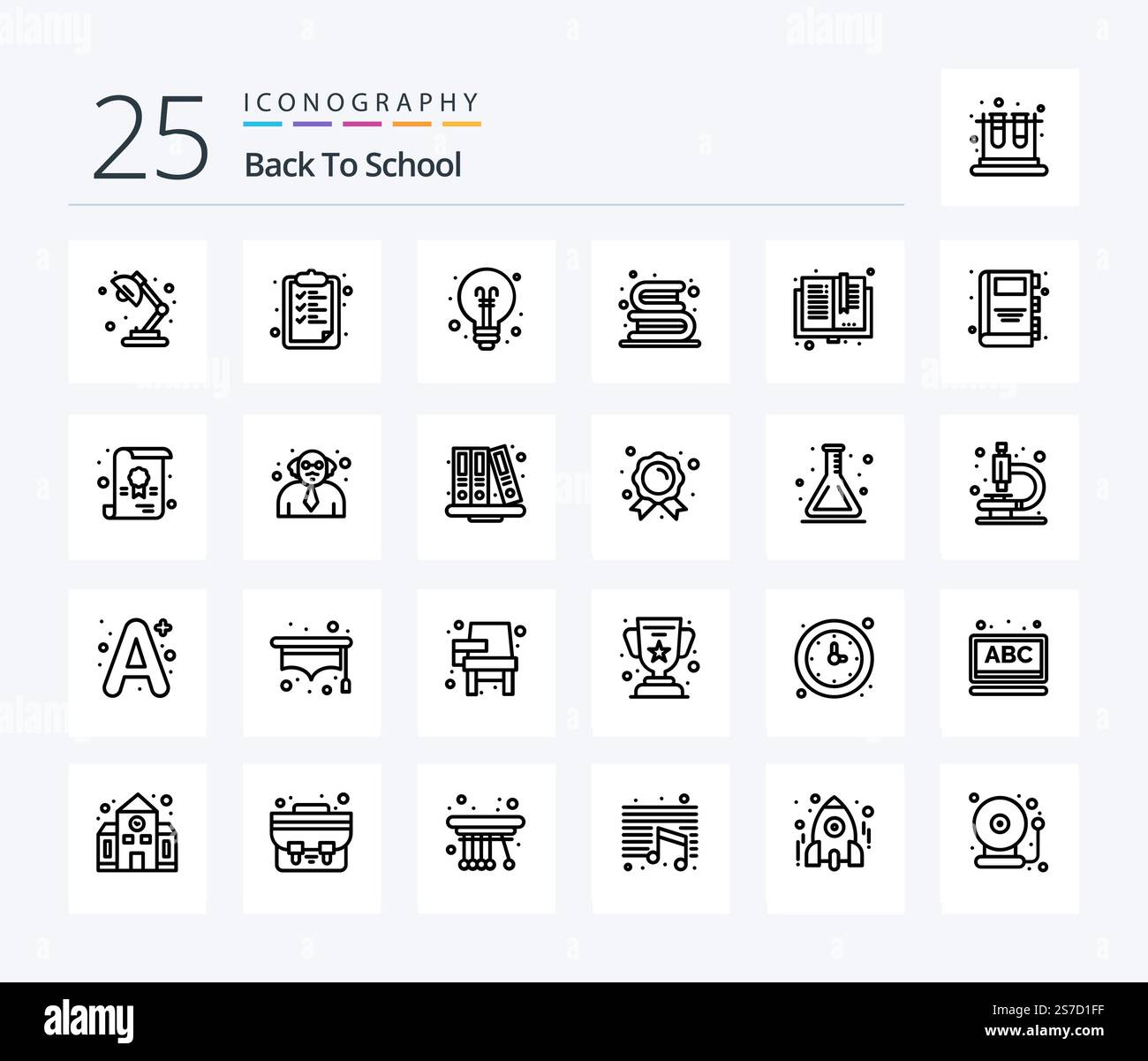 Back To School 25 Line icon pack including back to school. library ...