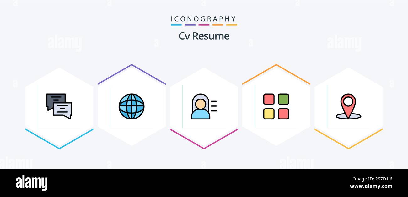 Cv Resume 25 FilledLine icon pack including . education. miss. map ...