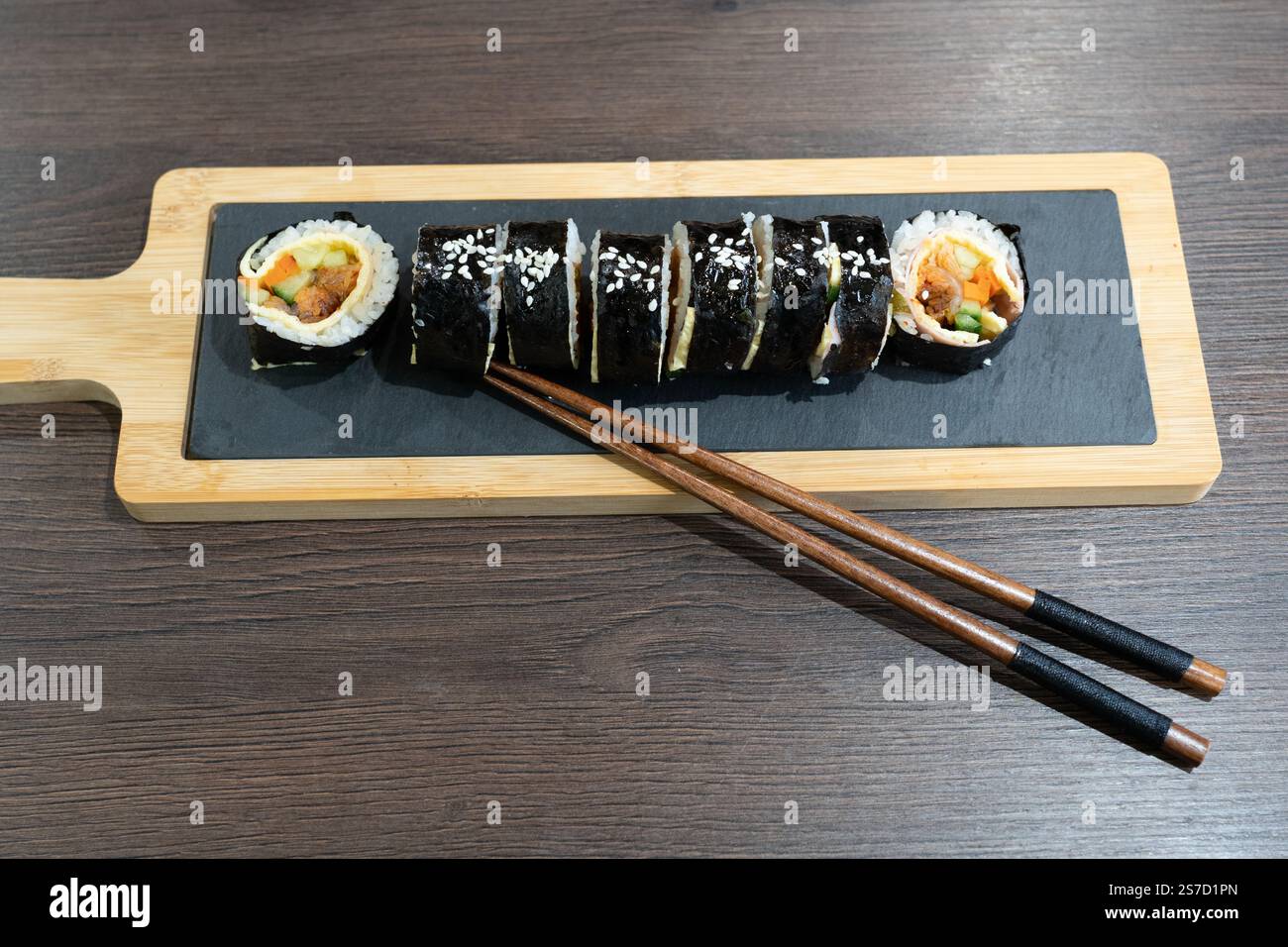 Kimchi Gimbap - a south Korean dish with a seaweed wrap around sushi ...