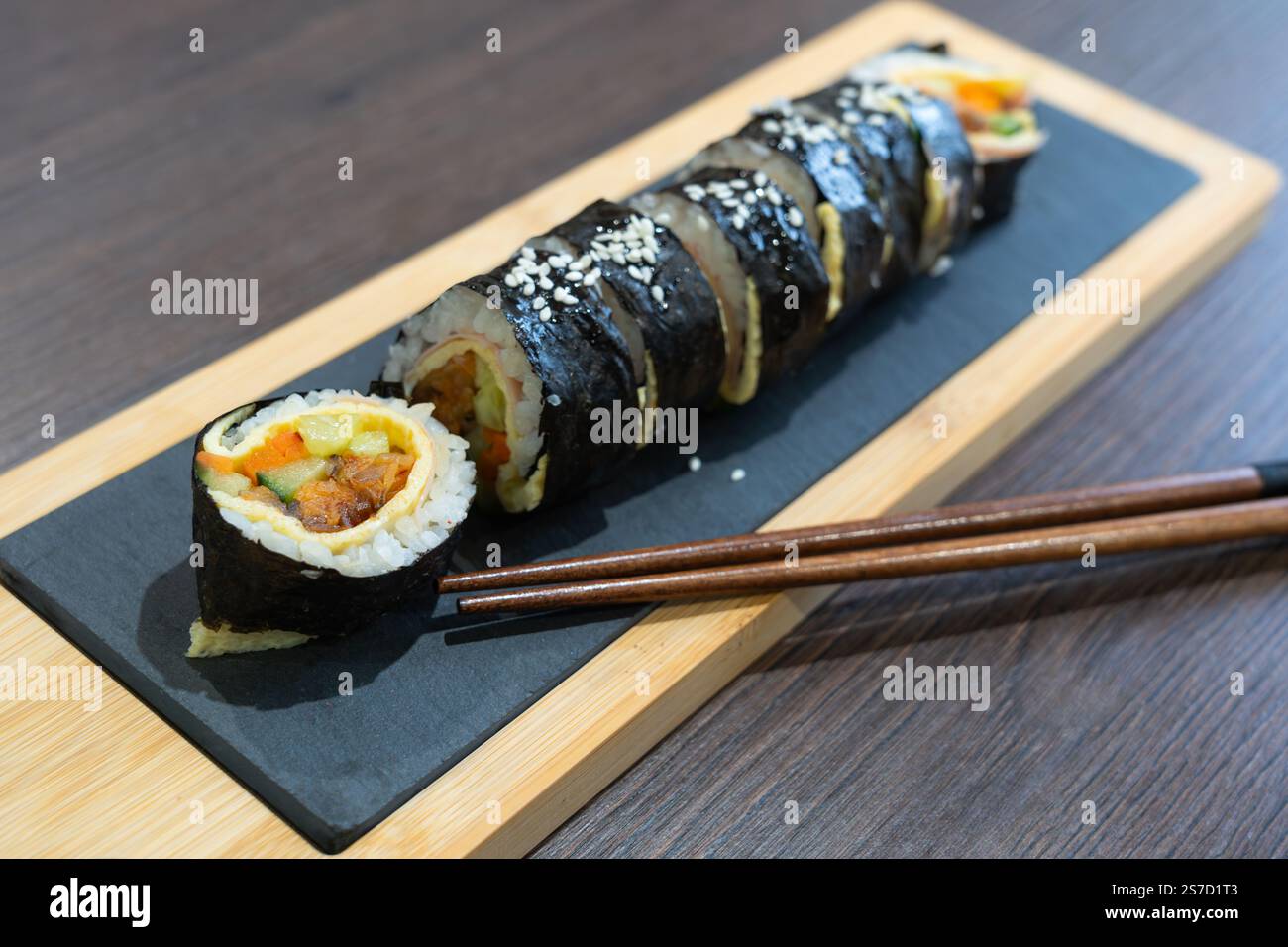 Kimchi Gimbap - a south Korean dish with a seaweed wrap around sushi ...