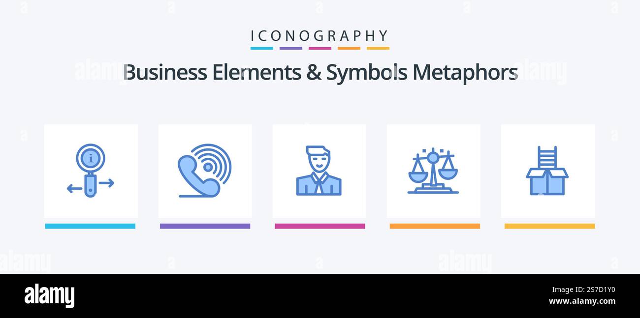 Business Elements And Symbols Metaphors Blue 5 Icon Pack Including ...