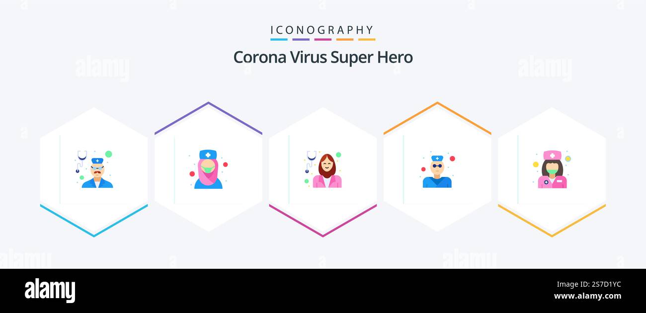 Corona Virus Super Hero 25 Flat icon pack including girl. stethoscope ...