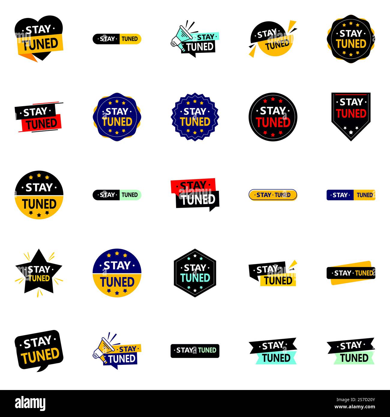 Keep your audience engaged with 25 exciting vector designs Stay Tuned ...