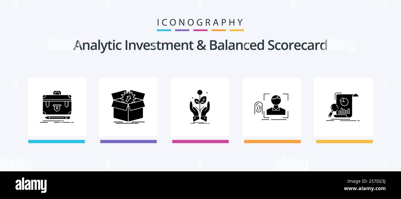 Analytic Investment And Balanced Scorecard Glyph 5 Icon Pack Including recognition. finger ...
