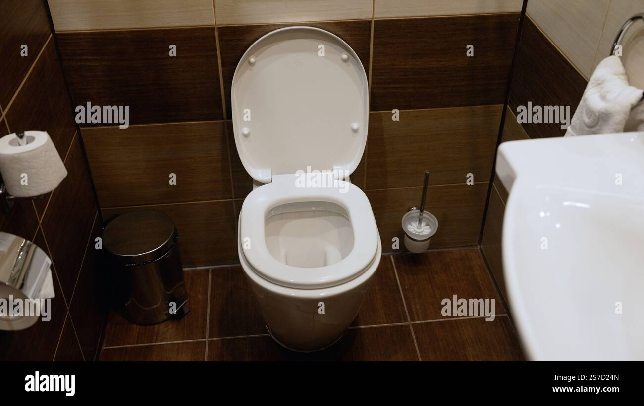 Toilet bowl in the toilet. Toilet in the toilet, view from the top ...