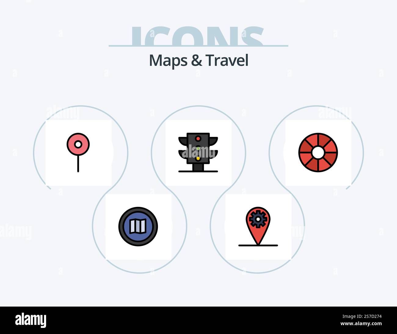 Maps and Travel Line Filled Icon Pack 5 Icon Design. . maps. gps ...
