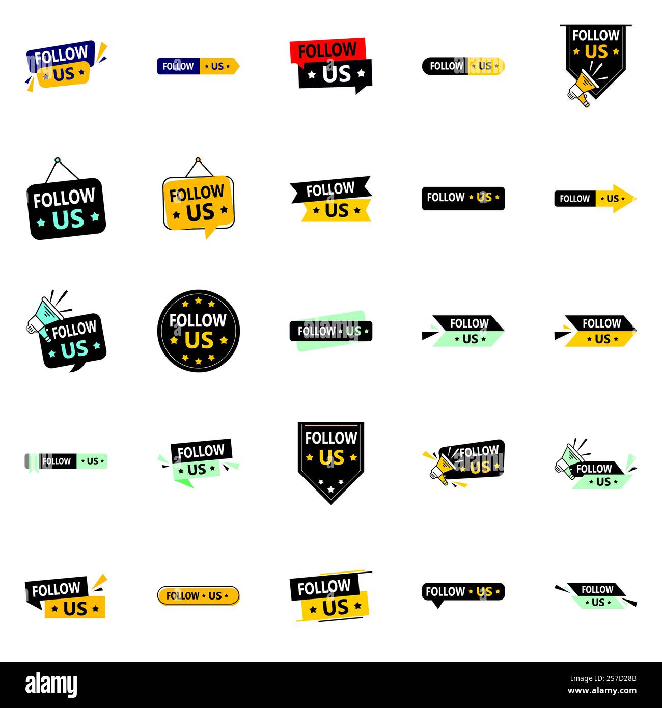 25 Colorful Follow Us Banners for TikTok and Instagram Stock Vector ...