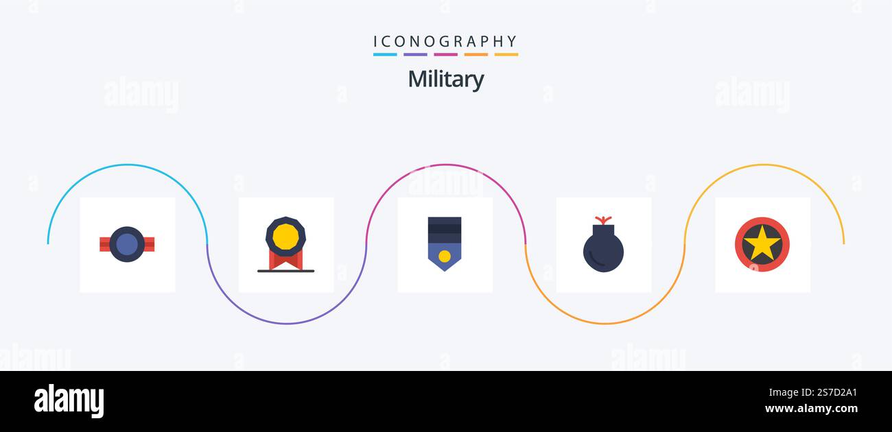 Military Flat 5 Icon Pack Including badge. military. army. medal ...