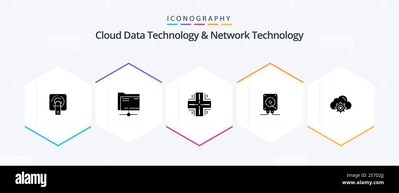 Cloud Data Technology And Network Technology 25 Glyph icon pack including cloud. computing ...